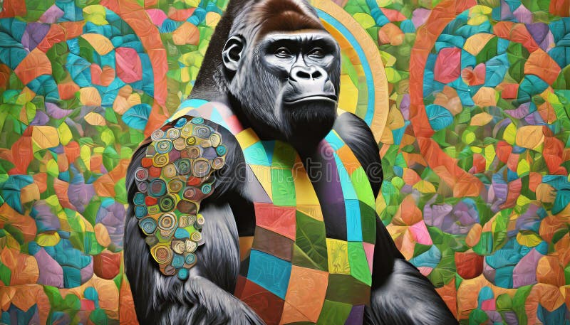Colorful Gorilla stock illustration. Illustration of symmetry - 297817240