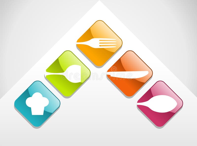 Colorful gourmet icons set stock vector. Illustration of abstract ...
