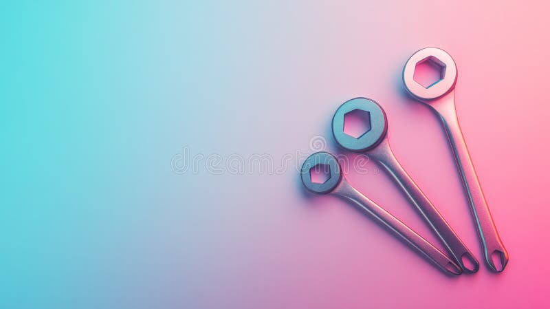 Colorful Gradient Background with Metallic Hex Wrenches in Artistic ...