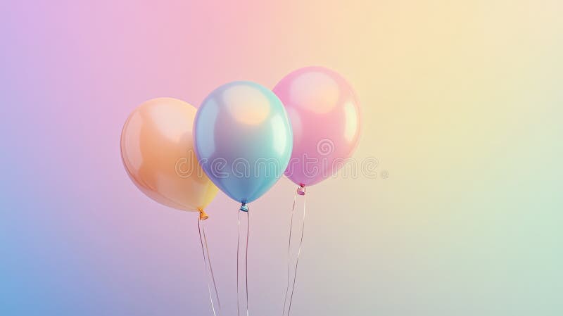 Colorful Gradient Balloons Floating Against a Soft Pastel Background in ...