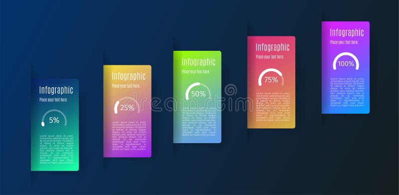 Colorful Infographic Process Chart and Arrows with Step Up Options ...