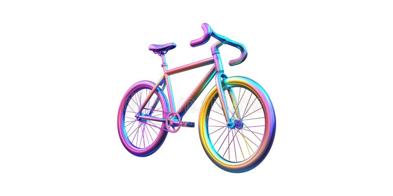 Colorful Gradient Bicycle with Rainbow Wheels Isolated on Transparent ...