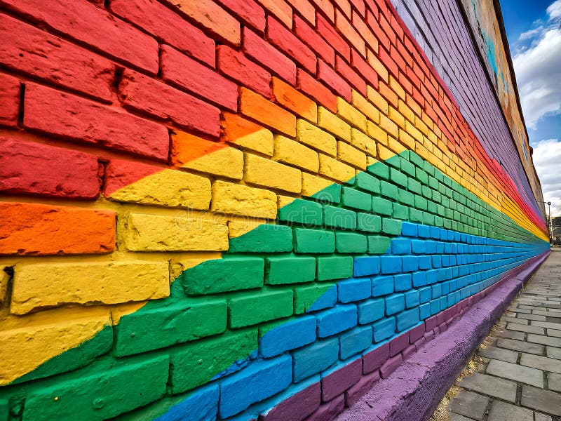 Colorful Gradient Brick Wall. Bold Street Art Texture Stock ...