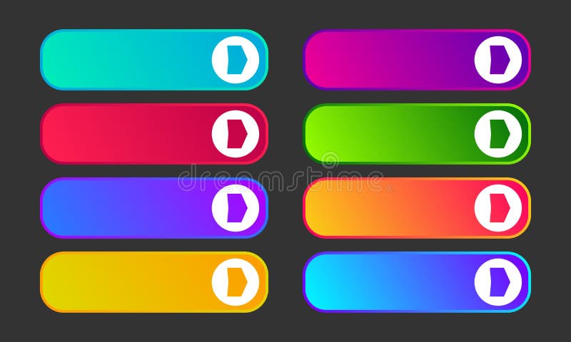 Set of Eight Modern Gradient Buttons with Arrows Stock Vector ...
