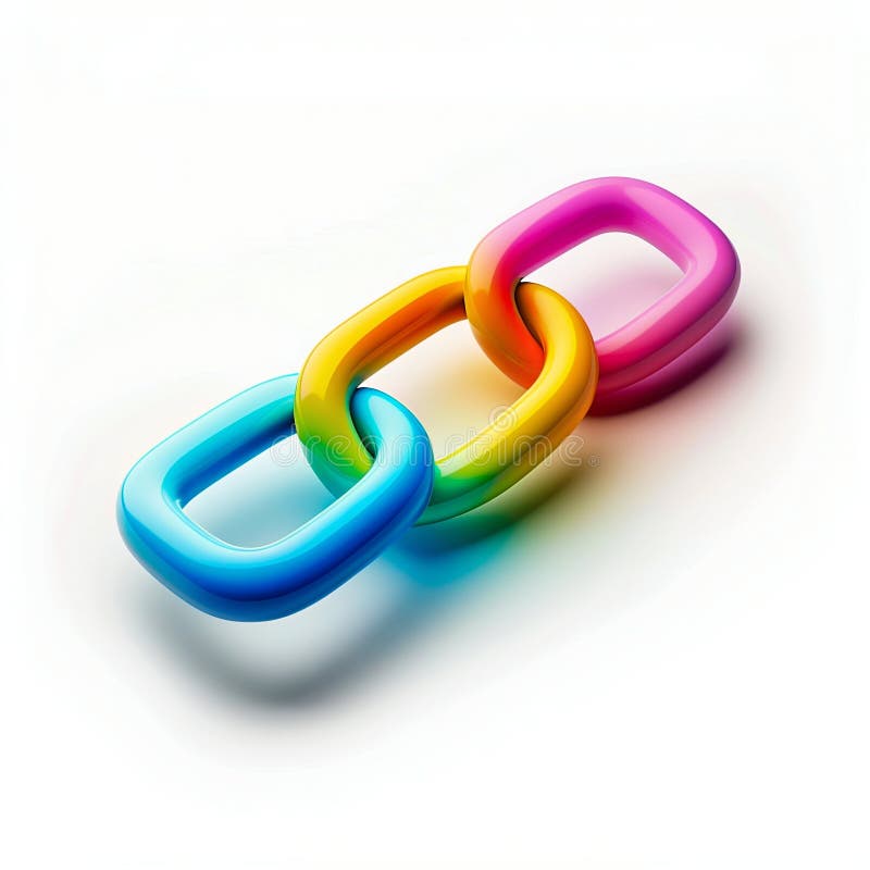 Colorful Gradient Chain Links on White Background. Generative Ai Stock ...