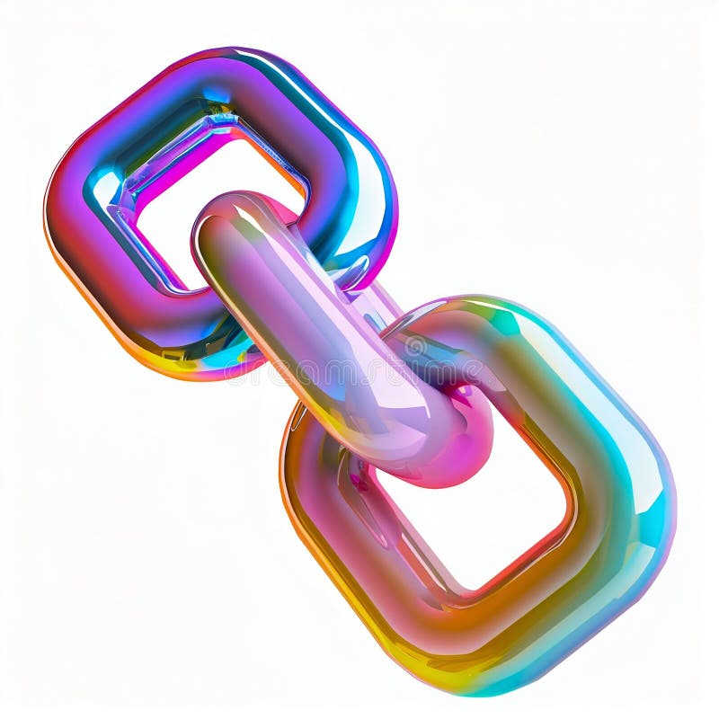 Colorful Gradient Chain Links on White Background. Generative Ai Stock ...
