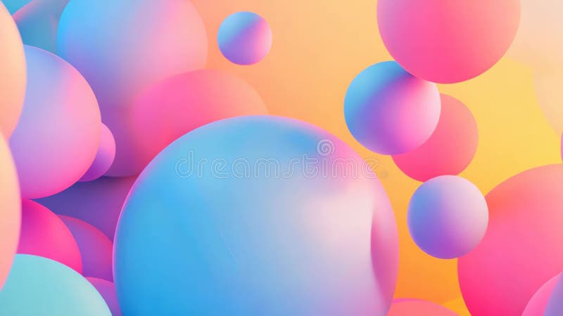 Colorful Gradient Circles Floating on an Abstract Yellow Background ...