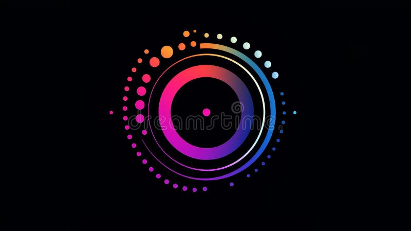 Colorful Gradient Circles are Rotating Against a Black Background ...