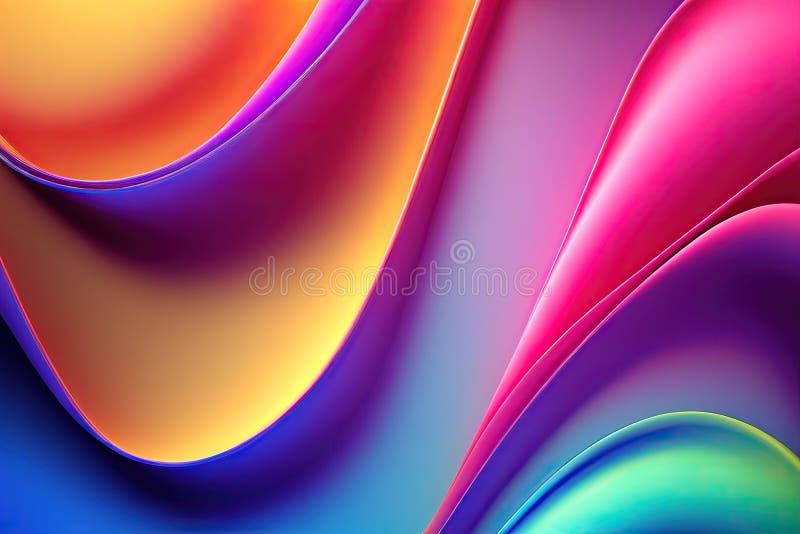 Colorful Gradient 3d Waved Background with Glossy Spheres. Iridescent ...