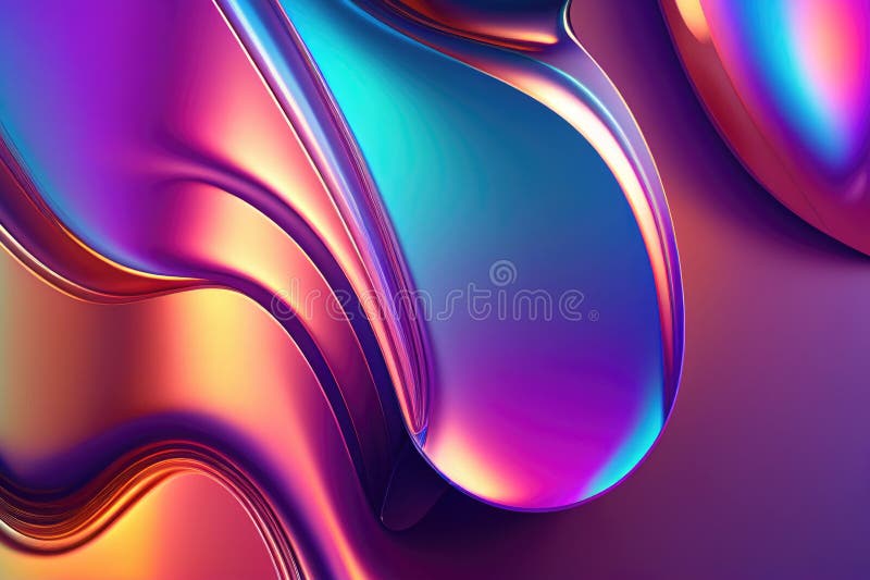 Colorful Gradient 3d Waved Background with Glossy Spheres. Iridescent ...
