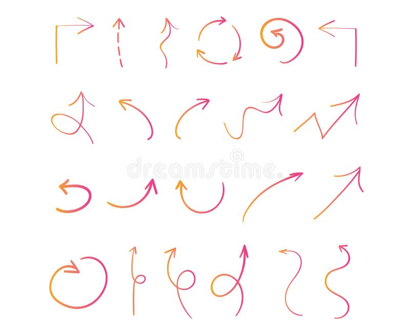 Colorful Gradient Drawing Arrow Collection Stock Vector - Illustration ...