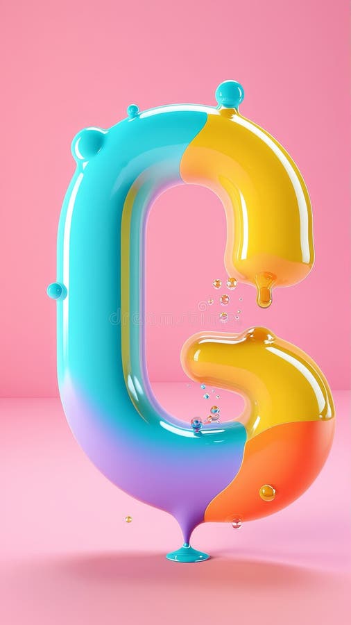 Colorful Gradient Dripping Letter G on Pink Background in 3d Style ...