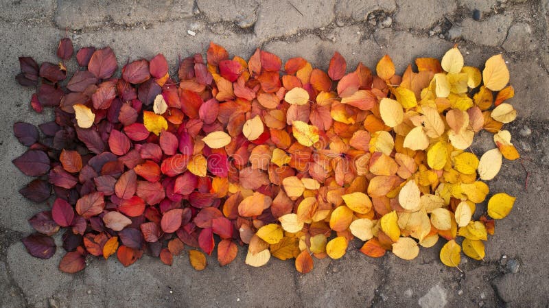 A Colorful Gradient of Fall Leaves on Pavement Stock Illustration ...