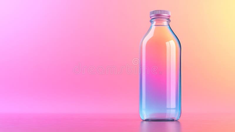 Colorful Gradient Glass Bottle on Pastel Background Stock Illustration ...
