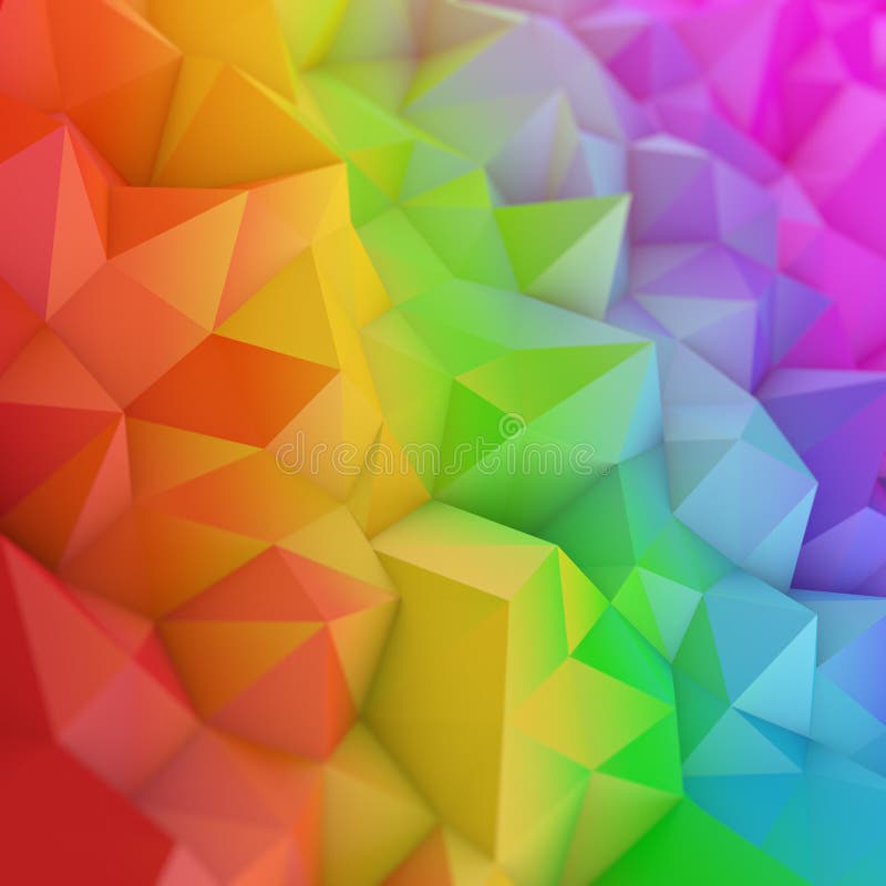 Colorful Gradient Low Poly Geometric Surface Abstract 3D Rendering ...
