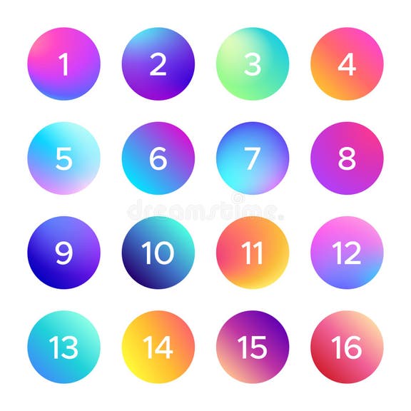 Colorful Gradient with Number. Vector Set of Shape Stock Vector - Illustration of number, figure ...