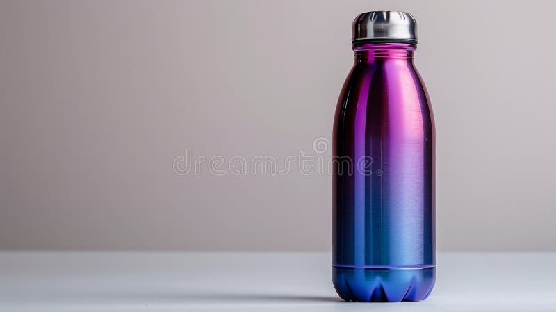 Colorful Gradient Stainless Steel Water Bottle on White Surface Stock ...