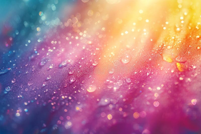 Colorful Gradient Surface with Water Droplets Reflecting Light ...