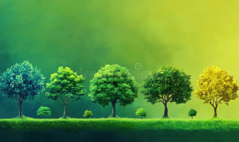 Colorful Gradient of Trees Representing Seasonal Changes in Nature ...