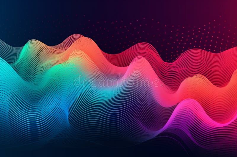 Colorful Gradient Waves Made from Lines and Dots. Generative AI Stock ...