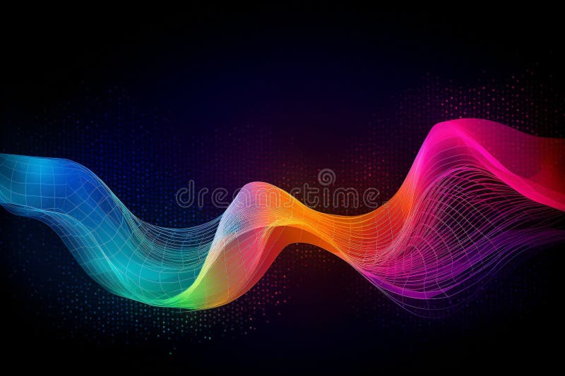 Colorful Gradient Waves Made from Lines and Dots. Generative AI Stock ...