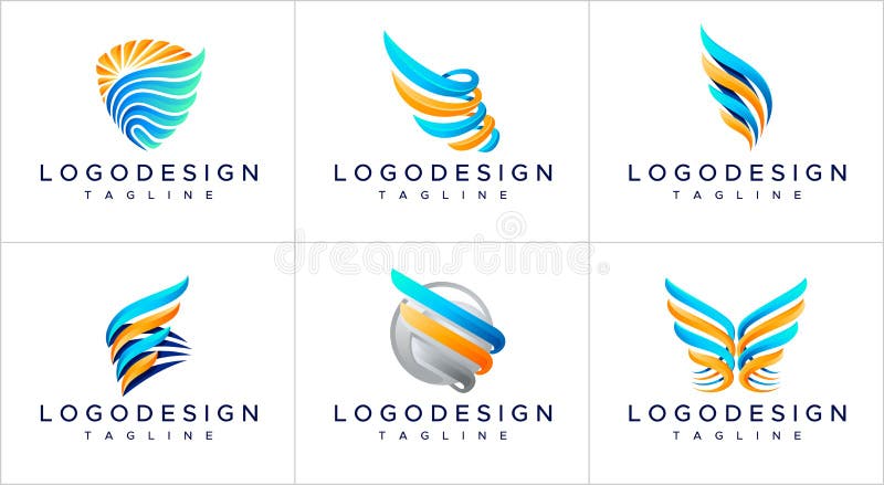 Colorful Gradient Wings Logo Design Template. Modern Wing Logo Vector ...