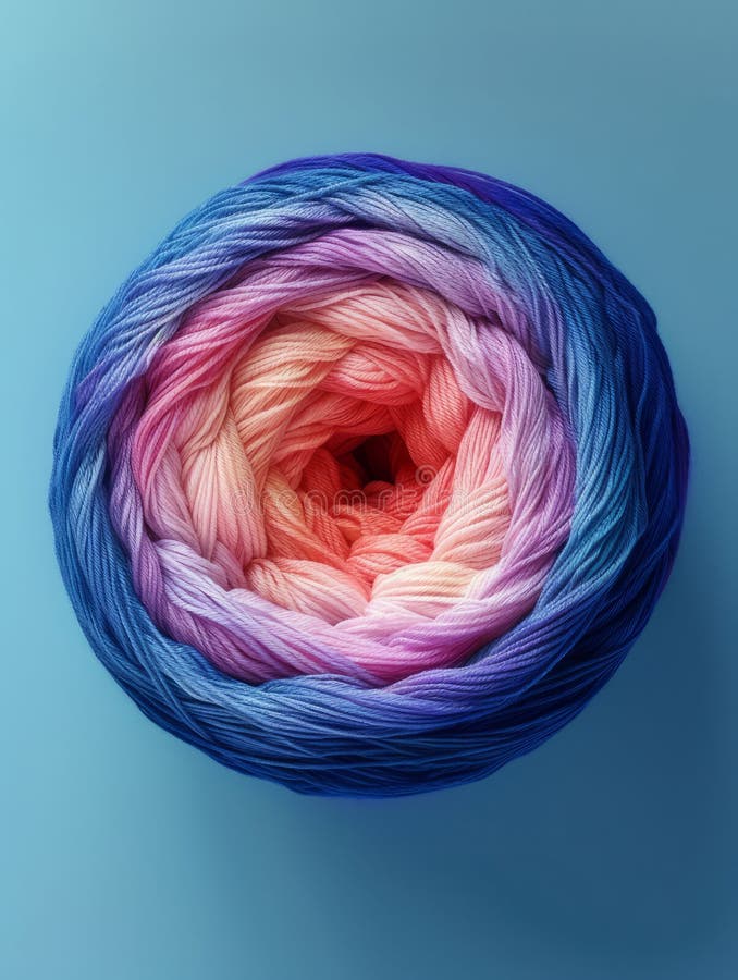 Colorful Gradient Yarn Arranged in a Circular Spiral Pattern. Stock ...