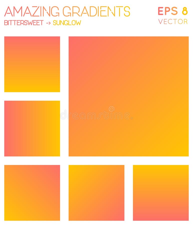 Colorful Gradients in Bittersweet, Sunglow Color. Stock Vector ...