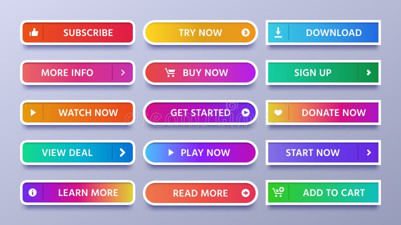 Gradient Buttons. Rectangular Next Page Button, Read More and Add To ... Gradient Buttons. Rectangular Next Page Button, Read More and Add To ...