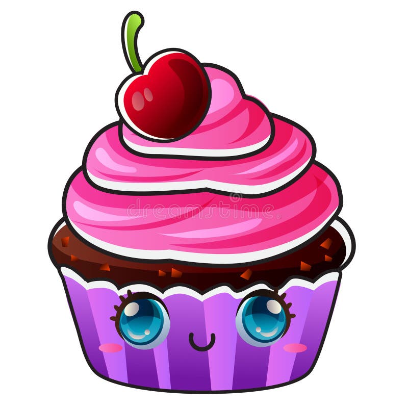 Colorful Gradients Cupcake Cartoon Sticker Stock Vector - Illustration ...