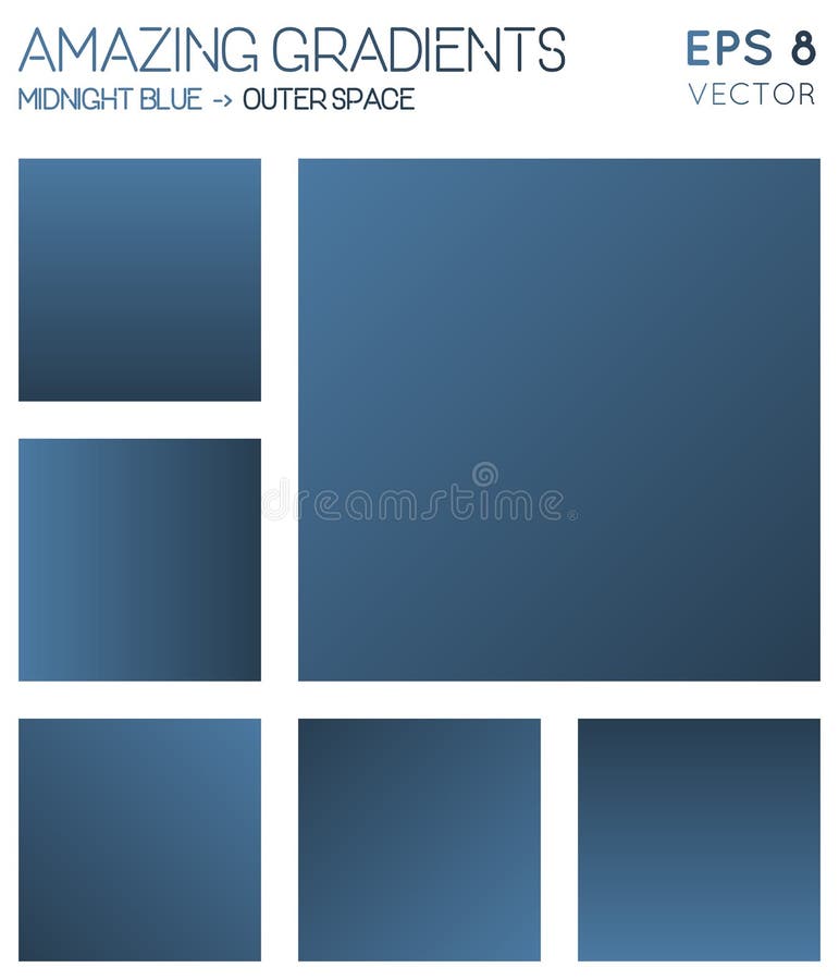 Colorful Gradients in Midnight Blue, Outer Space. Stock Vector ...