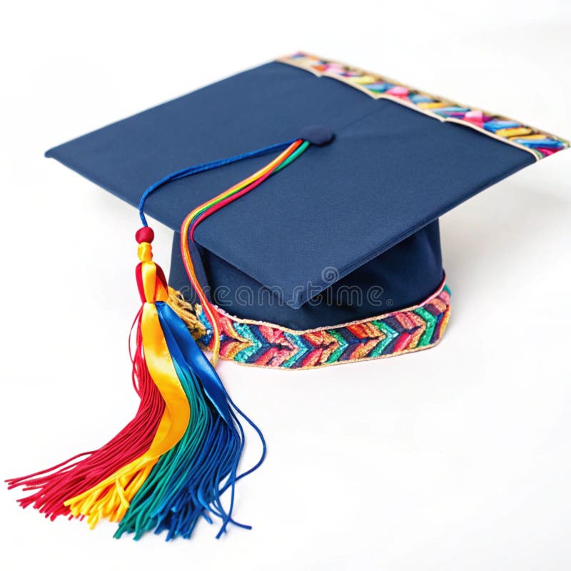 Colorful Graduation Cap on Transparent Background Stock Illustration ...