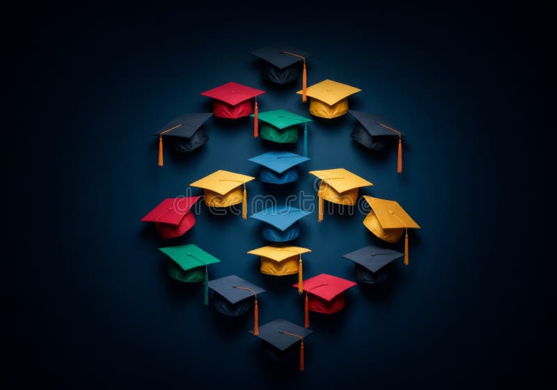 Colorful Graduation Background Featuring a Cap, Diploma, and Watercolor ...