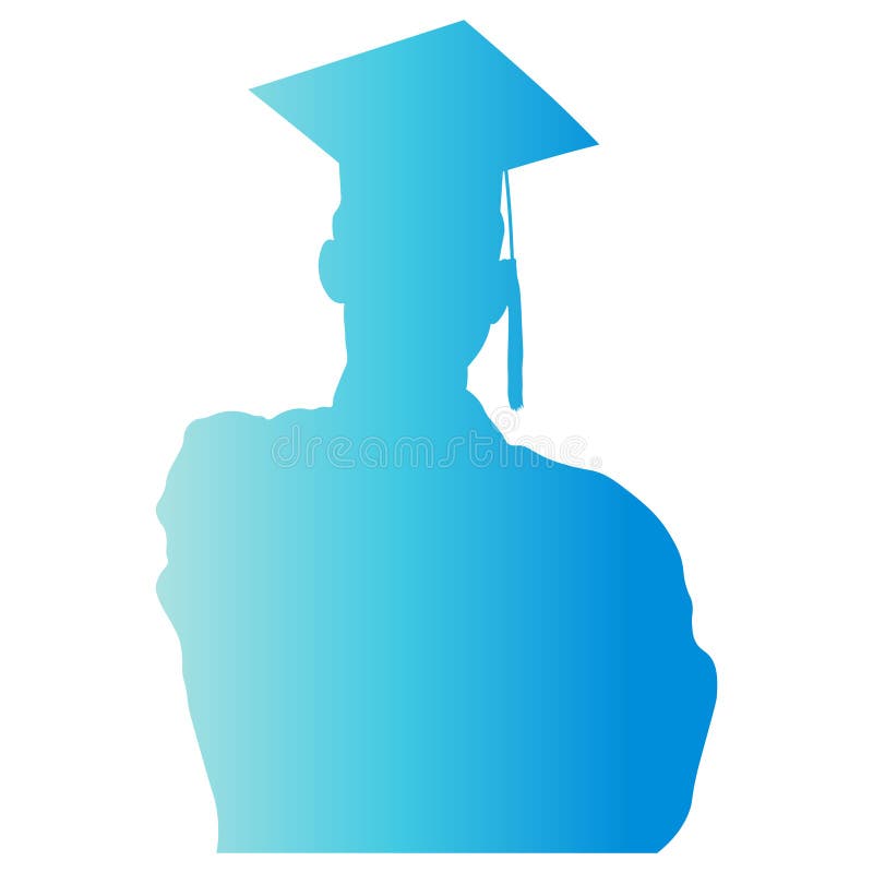 Colorful Graduation Man Silhouette Isolated on White Background. Vector ...