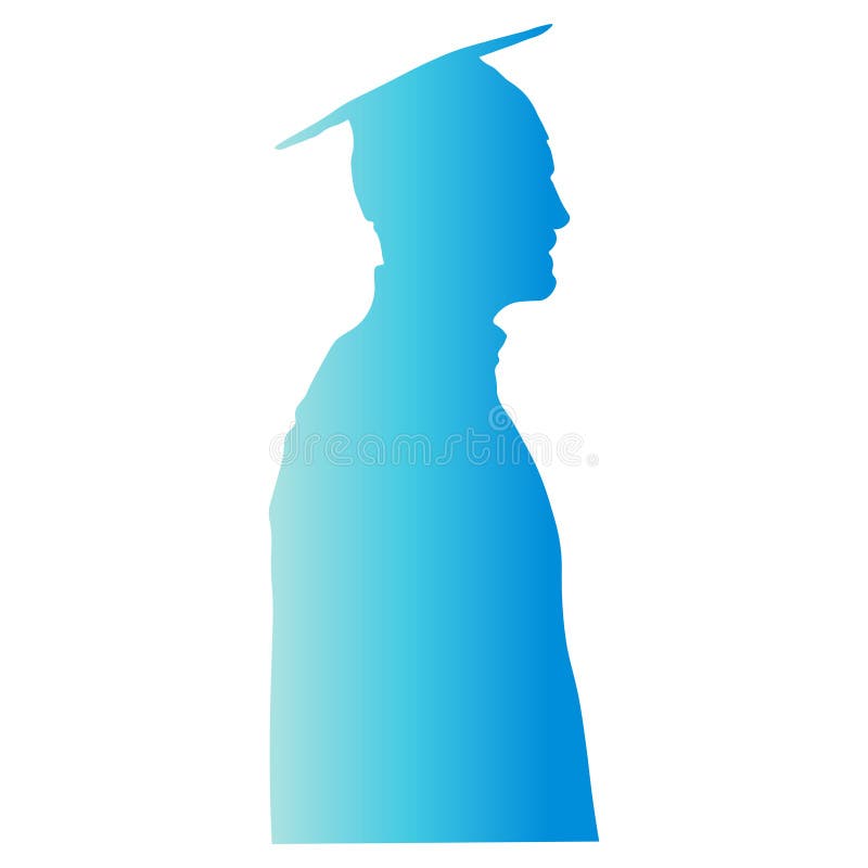 Colorful Graduation Man Silhouette Isolated on White Background. Vector ...