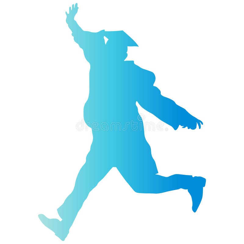 Colorful Graduation Man Silhouette Isolated on White Background. Vector ...