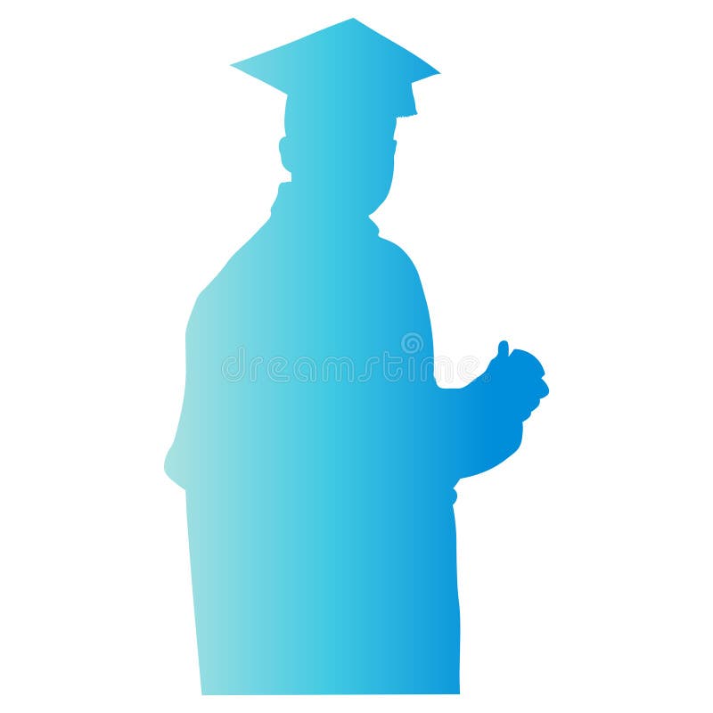 Colorful Graduation Man Silhouette Isolated on White Background. Vector ...