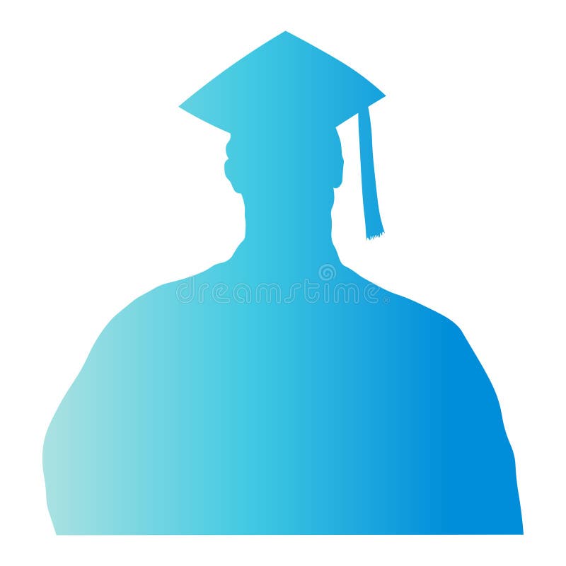 Colorful Graduation Man Silhouette Isolated on White Background. Vector ...