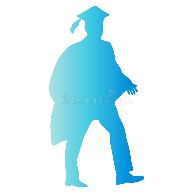 Colorful Graduation Man Silhouette Isolated on White Background. Vector ...