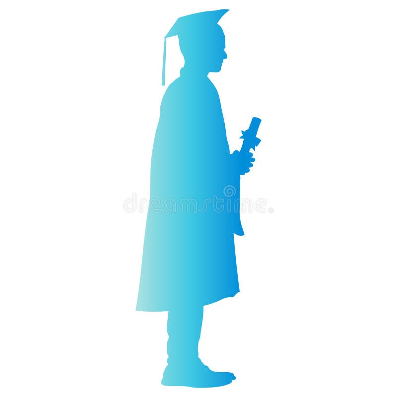 Colorful Graduation Man Silhouette Isolated on White Background. Vector ...