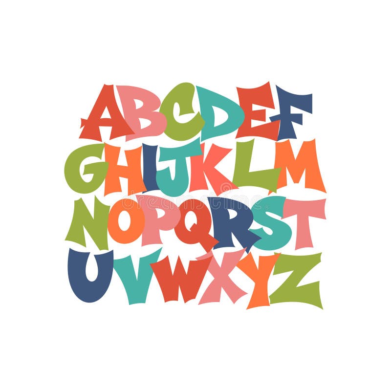 Graffiti Alphabet Outline Vector, Playful Hand-Drawn Letters Stock ...