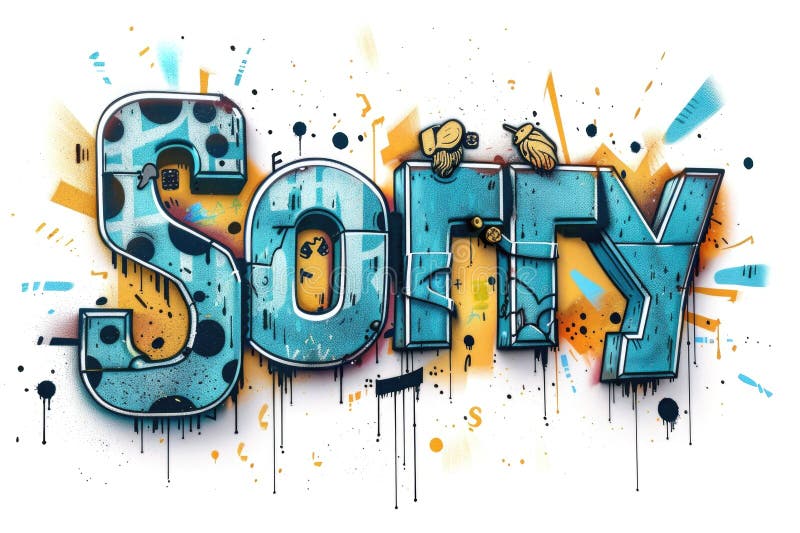 Colorful Graffiti Apology Mural with Sorry Message on Urban Wall Stock ...