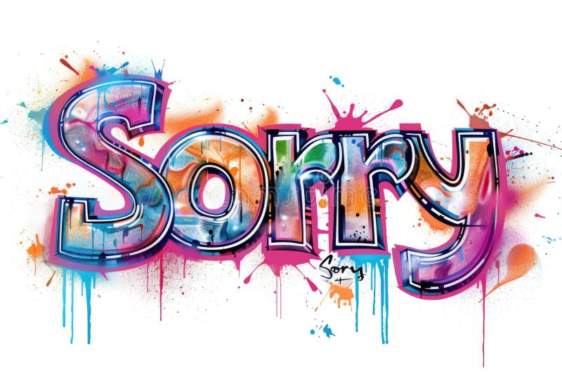 Colorful Graffiti Apology Mural with Sorry Message on Urban Wall Stock ...