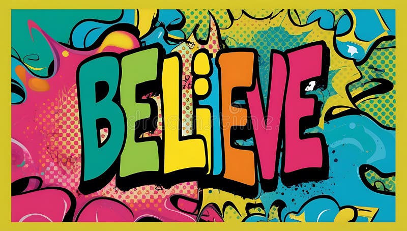 Colorful Graffiti Art Depicts the Word Believe Stock Illustration ...