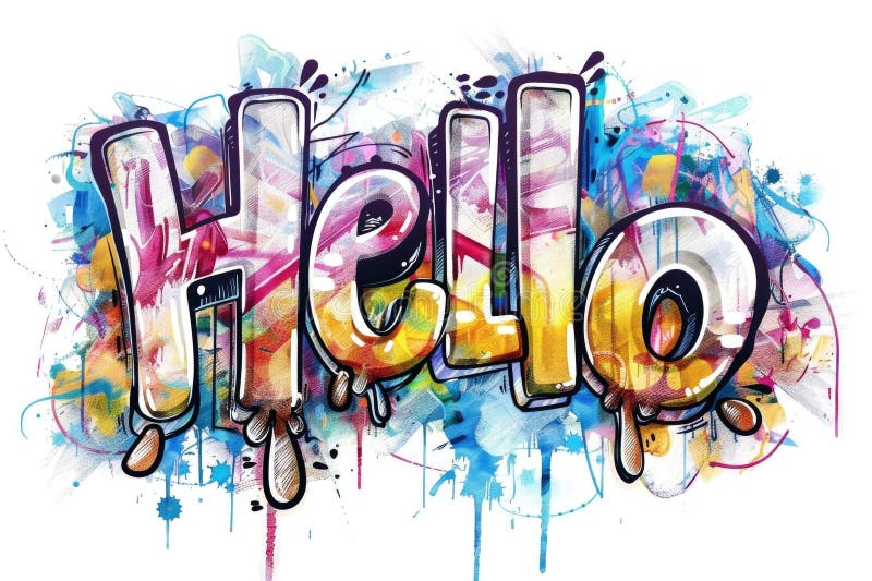 Colorful Graffiti Art Featuring Hello in Vibrant Splash Background ...