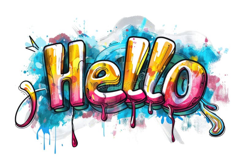 Colorful Graffiti Art Featuring Hello in Vibrant Splash Background ...