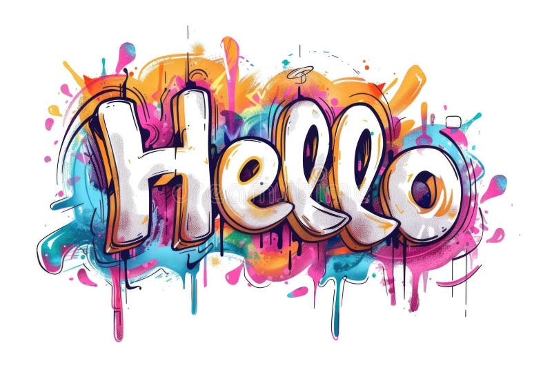 Colorful Graffiti Art Featuring Hello in Vibrant Splash Background ...
