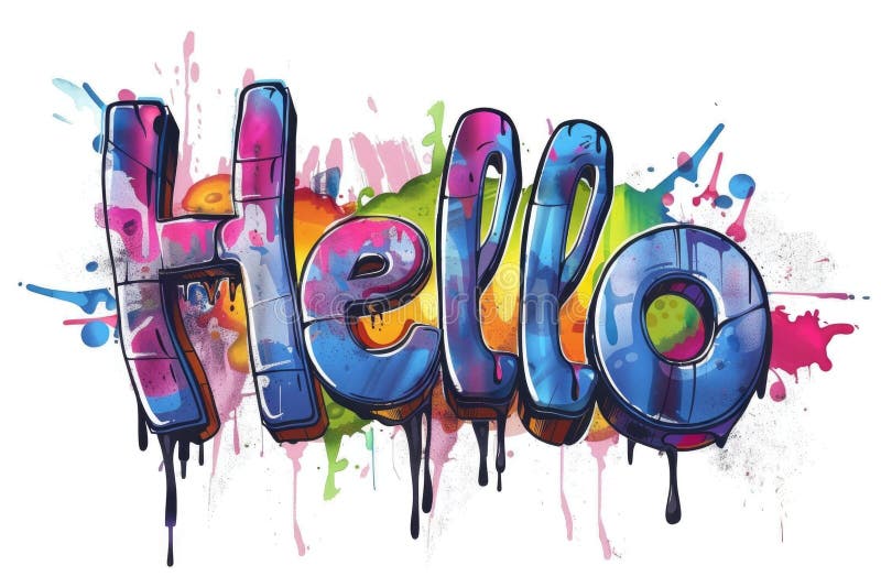 Colorful Graffiti Art Featuring Hello in Vibrant Splash Background ...