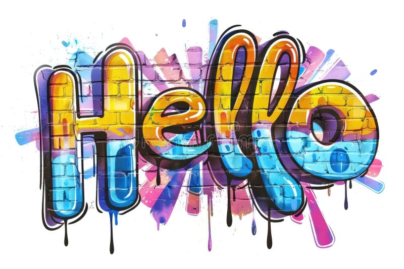 Colorful Graffiti Art Featuring Hello in Vibrant Splash Background ...