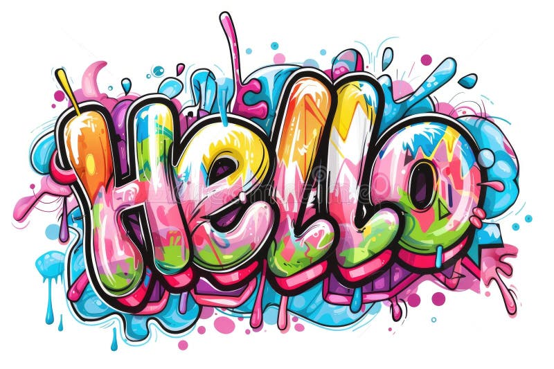 Colorful Graffiti Art Featuring Hello in Vibrant Splash Background ...